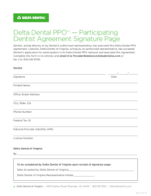 Fillable Online Delta Dental PPO Participating Dentist Agreement Fax ...