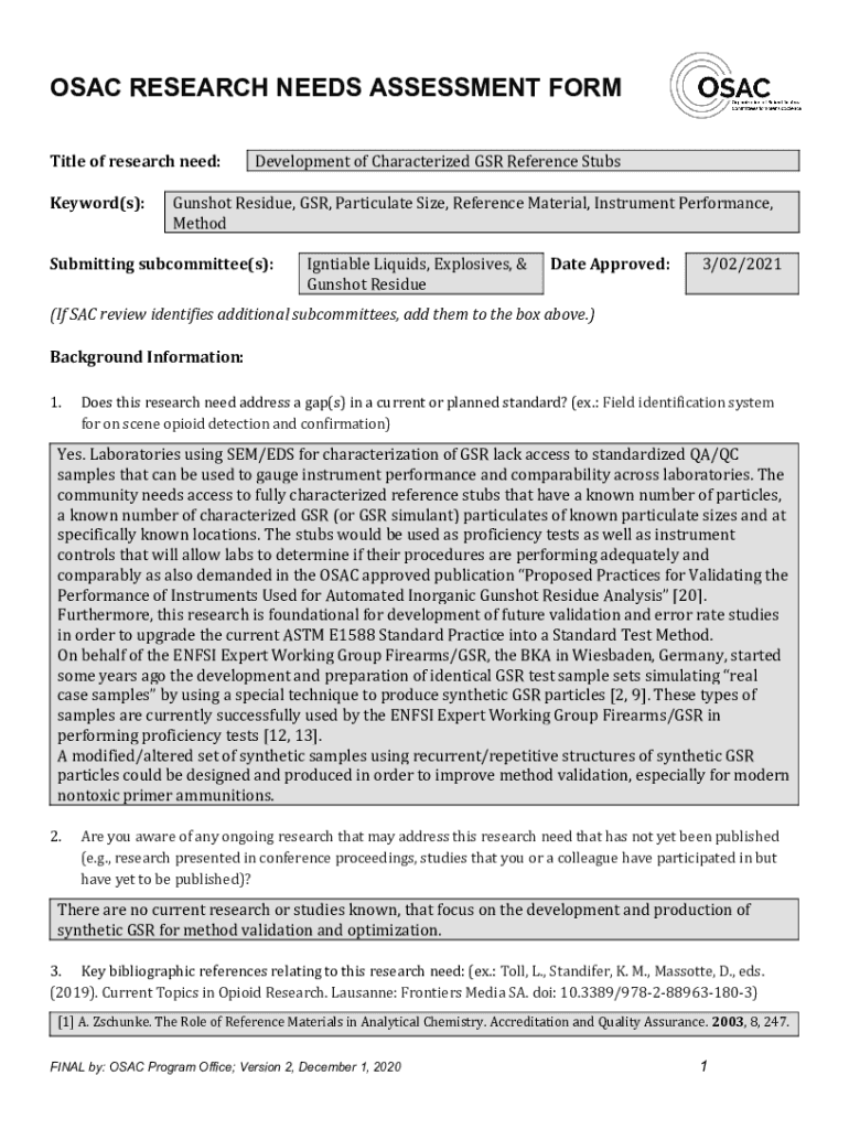 Fillable Online www.nist.govdocumentosac-research-andOSAC RESEARCH ...