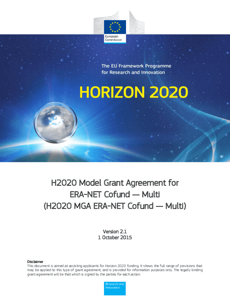 Fillable Online ec europa H2020 Model Grant Agreement for ERA-NET ...