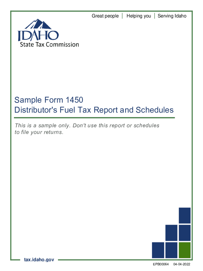 Fillable Online tax idaho Sample Form 1450, Distributor's Fuel Tax ...