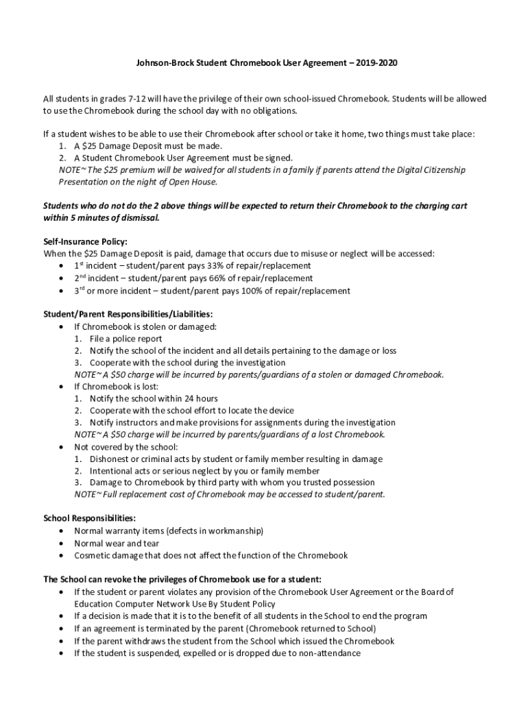 Fillable Online Johnson-Brock Student Chromebook User Agreement - AWS ...