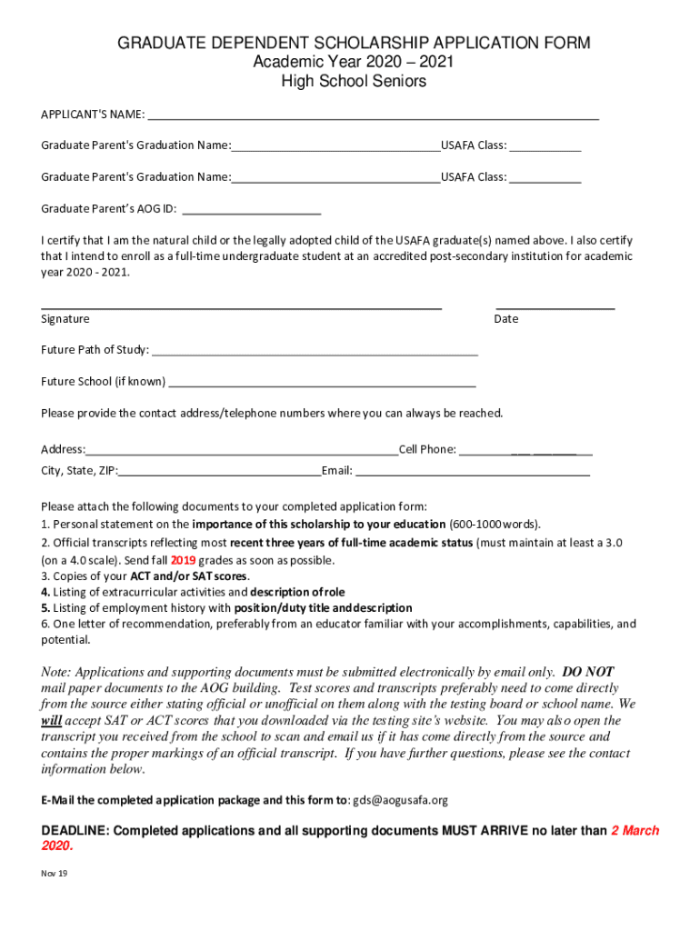 Fillable Online High school scholarship application form - Australia ...