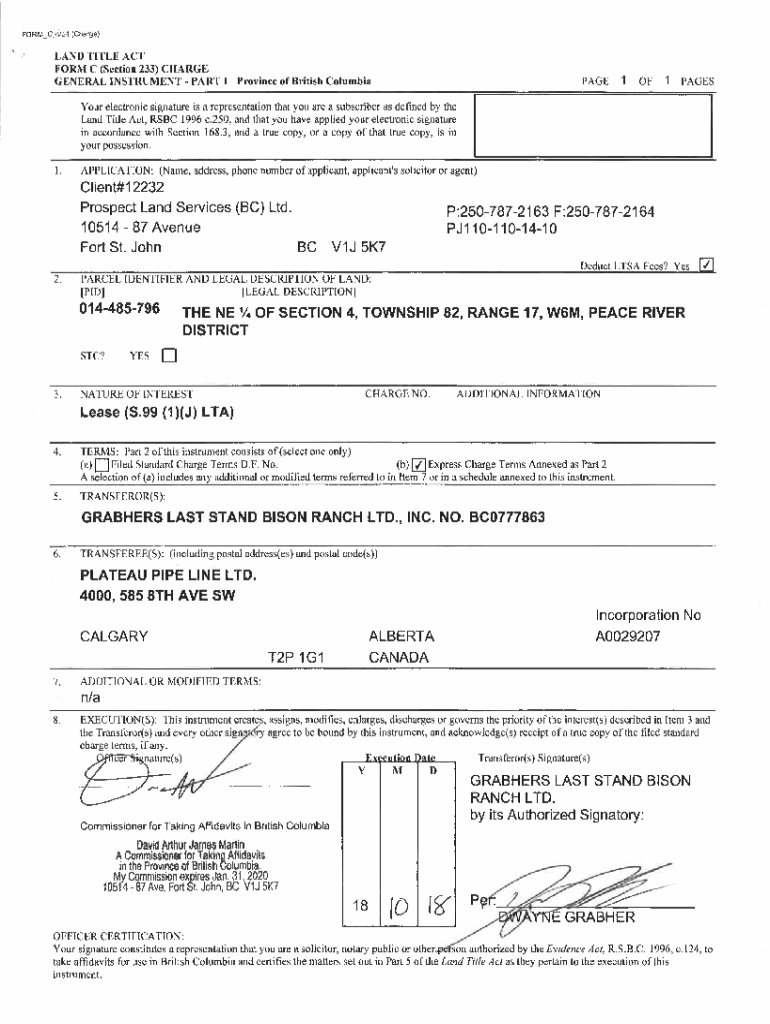Fillable Online fill.ioFORM-C-Section-233-CHARGE-LAND-TITLE-ACTFillable ...