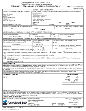 Fillable Online www.fema.govfemanfipform086/0/32STANDARD FLOOD HAZARD ...