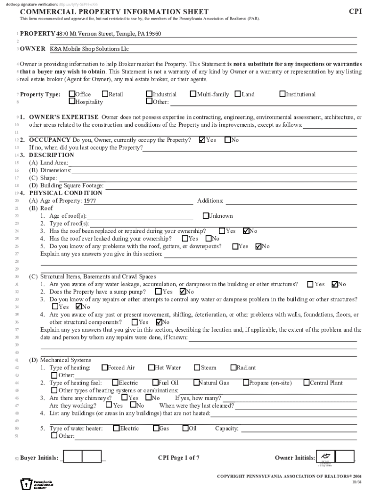 Fillable Online commercial property information sheet - LoopNet.com Fax ...