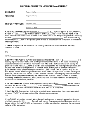 Fillable Online california residential lease/rental agreement Fax Email ...