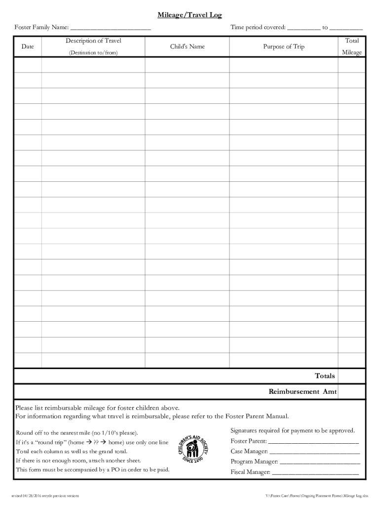 Fillable Online Invoicing for Foster Parent Travel (Receiving Per Diem ...