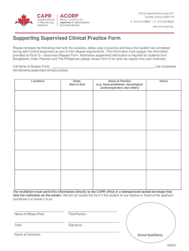 Fillable Online Supporting Supervised Clinical Practice Form Fax Email ...