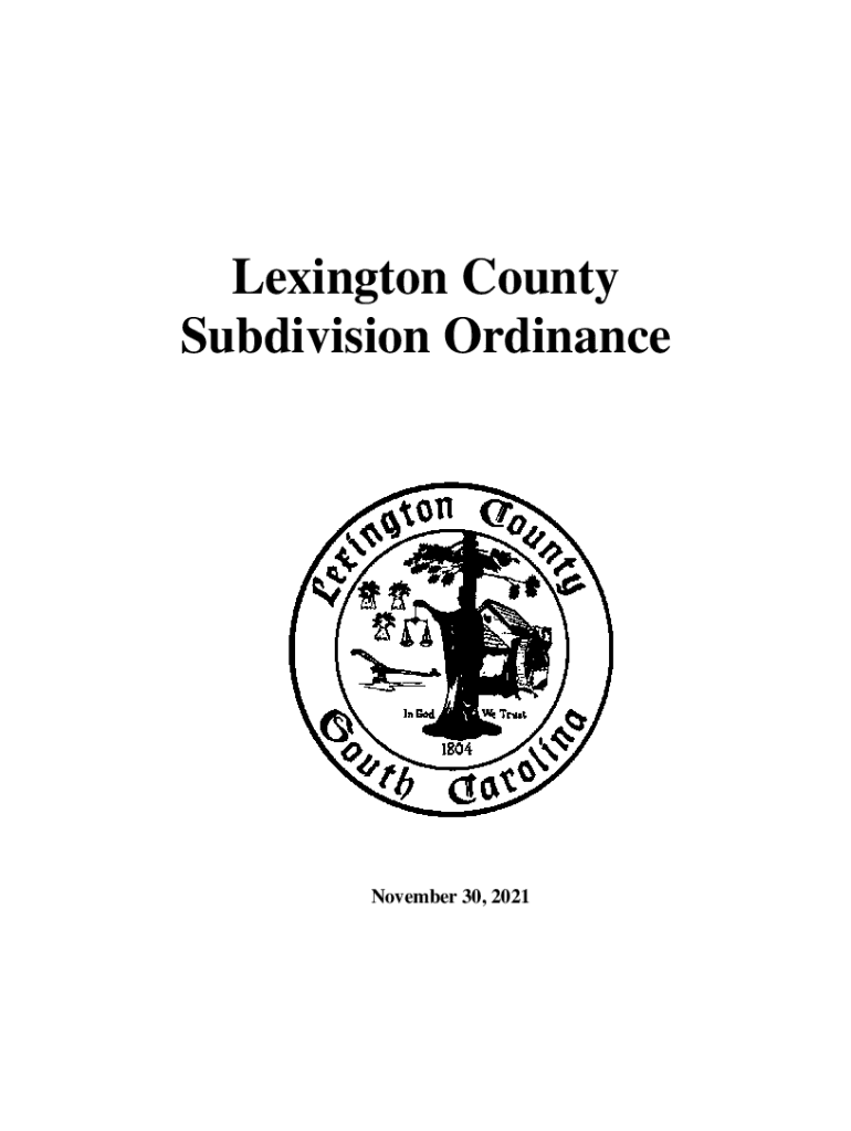 Fillable Online lex-co sc Lexington County Subdivision Ordinance - lex ...