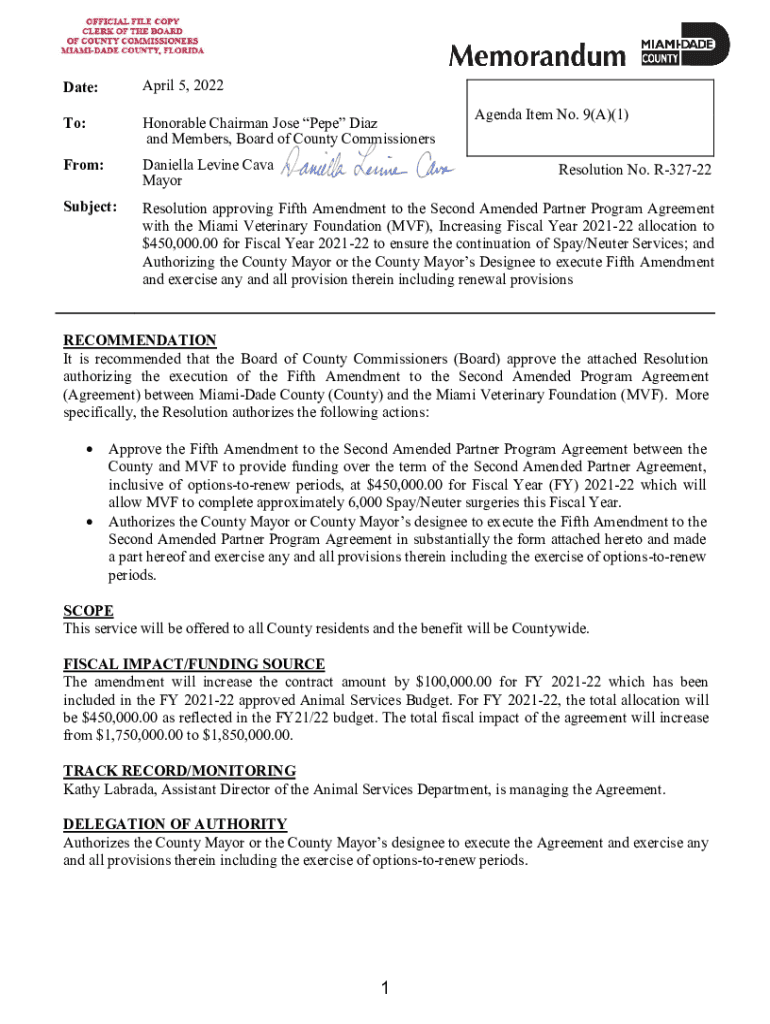 Fillable Online Resolution approving Fifth Amendment to the Second ...