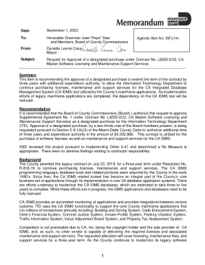 Fillable Online Daniella Levine Cava Mayor Subject: Request for ...