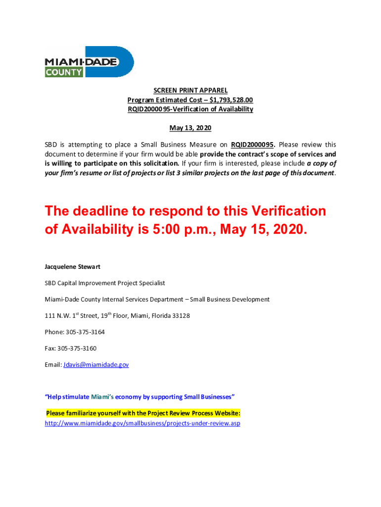 Fillable Online rqid2000095-verification-of-availability.pdf - Miami ...