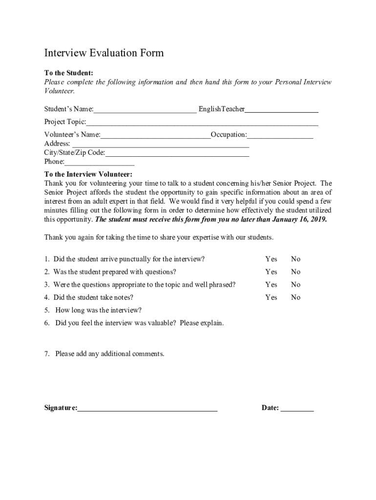 Fillable Online FREE Student Evaluation Forms & Samples - Evaluate ...