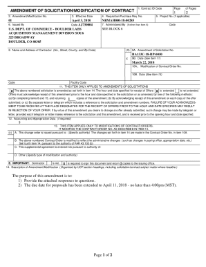 Fillable Online AMEN DMENT OF SOLICITATION/MODIFICATION OF CONTRACT , 1 ...