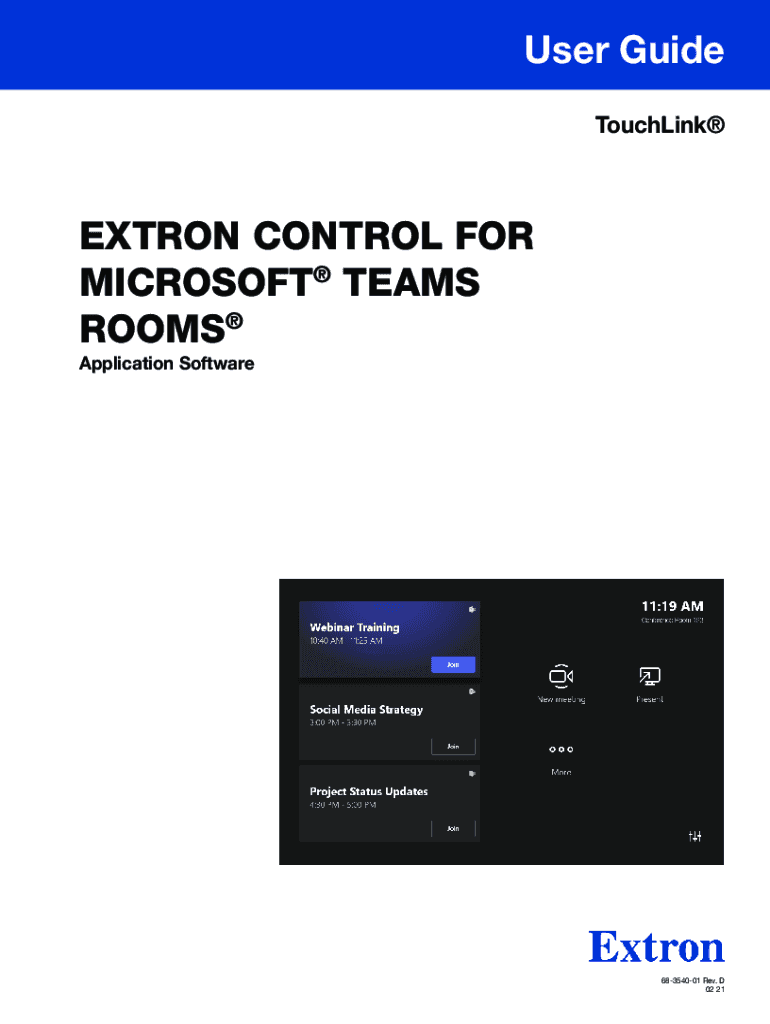 Fillable Online EXTRON CONTROL FOR MICROSOFT TEAMS ROOMSEXTRON CONTROL FOR MICROSOFT TEAMS ...