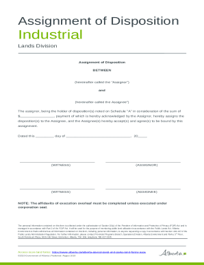 Assignment of Disposition - Industrial. Environment and Parks Land s ...