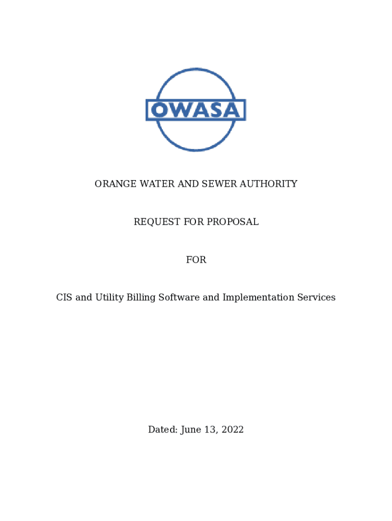 ORANGE WATER AND SEWER AUTHORITY REQUEST FOR PROPOSAL FOR CIS and ... Doc Template | pdfFiller