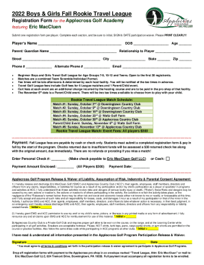 Fillable Online Eric MacCluen Golf Academy - 20 Years of Award Winning Instruction Fax Email ...