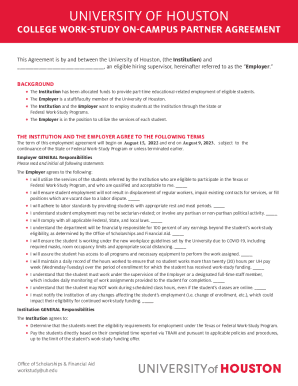 Fillable Online University of Houston: Work-Study - University of ...