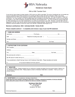 Fillable Online j b5z IRA to HSA Transfer Form Fax Email Print - pdfFiller