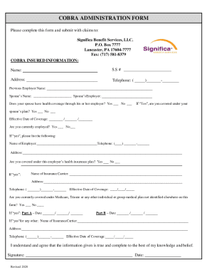 Fillable Online COBRA ADMINISTRATION FORM - Amazon AWS Fax Email Print ...