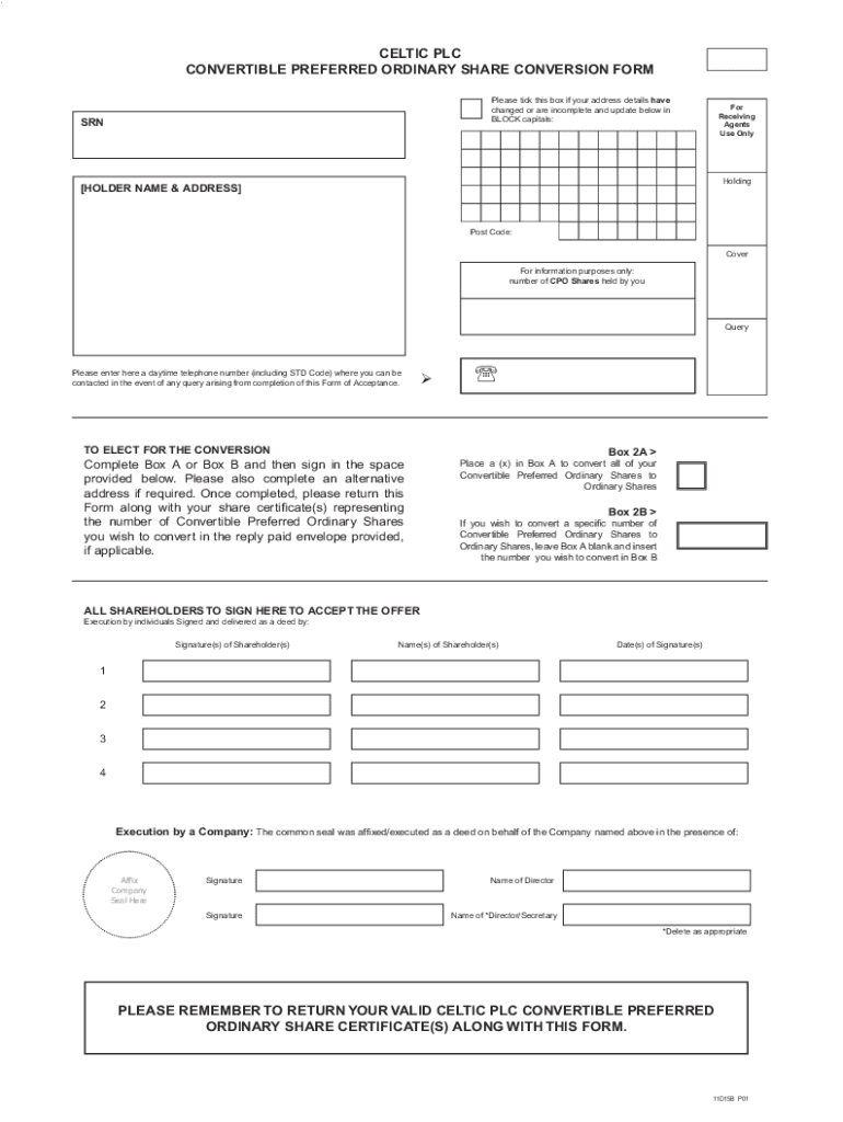 Fillable Online Convertible Preferred Stock Definition and Example Fax ...