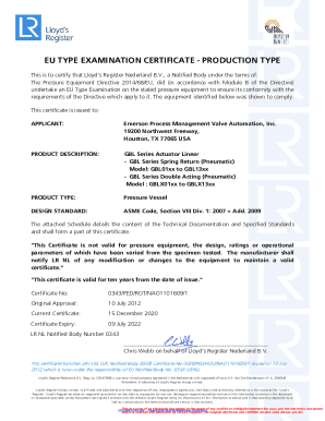 Fillable Online EU TYPE EXAMINATION CERTIFICATE - PRODUCTION TYPE - Eversafe Extinguisher Fax ...