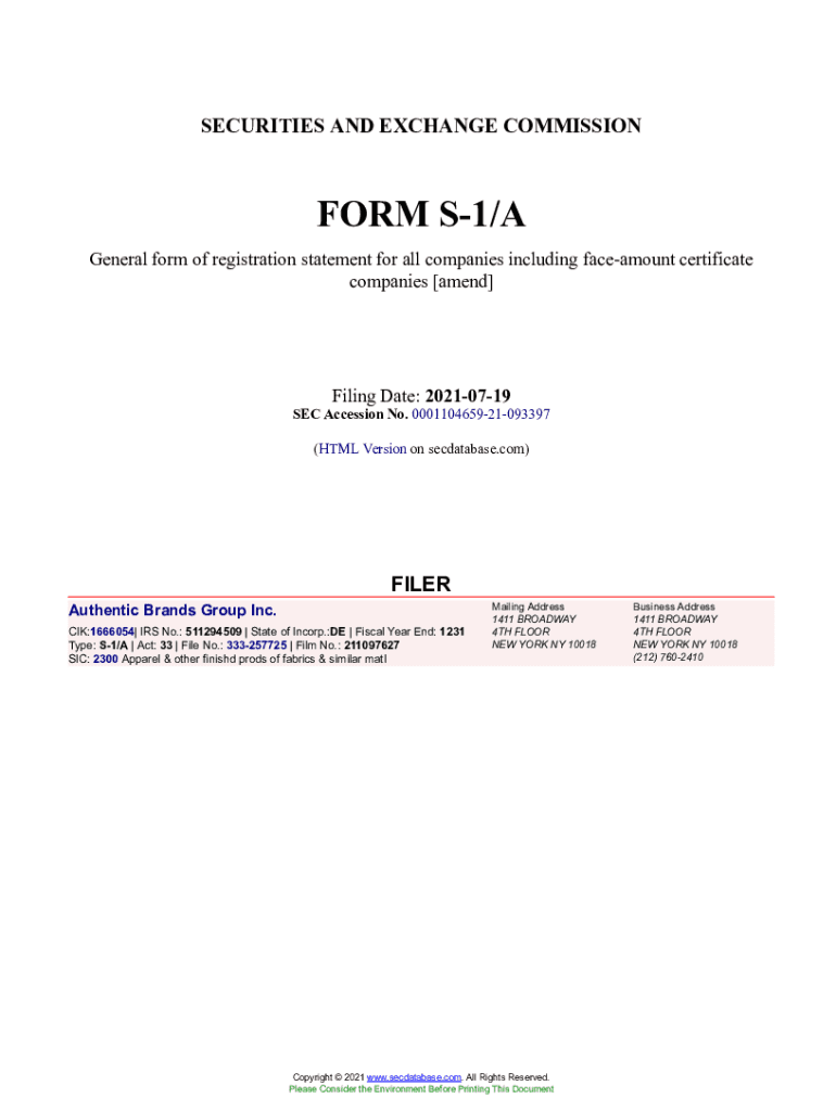 Fillable Online SEC Form S-1 Definition - InvestopediaSEC Form 1-A ...