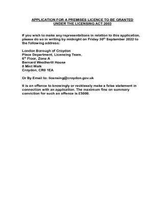 Fillable Online New Premises Licence Fax Email Print - pdfFiller