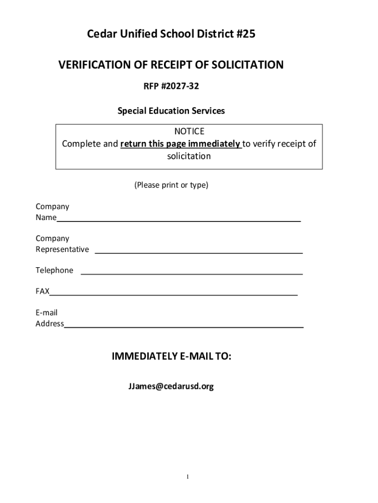 Fillable Online Cedar Unified School District #25 VERIFICATION OF ... - AWS Fax Email Print ...