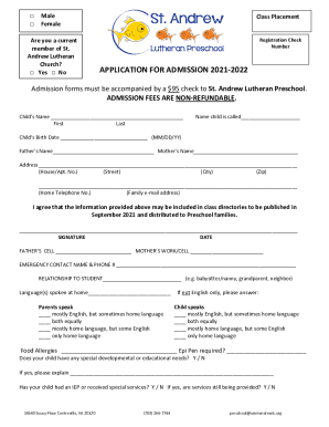 Fillable Online APPLICATION FOR ADMISSION 2021-2022 - Amazon AWS Fax Email Print - pdfFiller