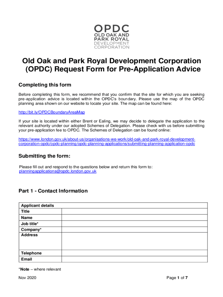 Fillable Online Old Oak and Park Royal Development Corporation (OPDC ...