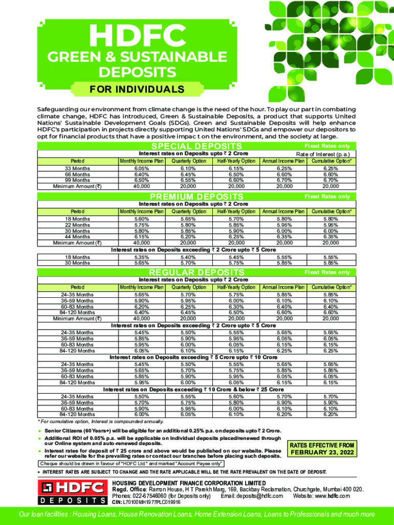 Fillable Online Fixed Deposit (FD)Fixed Deposit SchemeFixed Deposit ... - HDFC Fax Email Print ...
