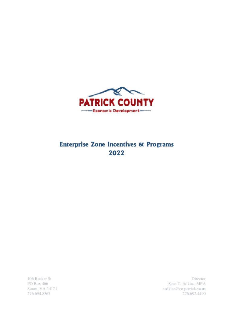 Fillable Online Enterprise Zone Incentives & Programs 2022 Patrick ...