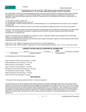 Fillable Online THE CONFIDENTIALITY OF ALCOHOL AND DRUG ABUSE ...