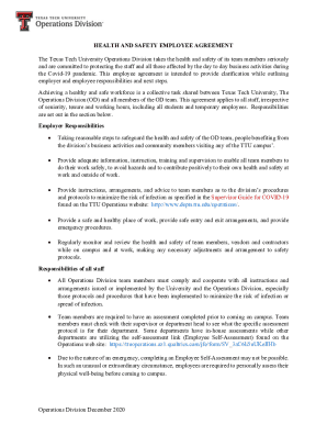 Fillable Online HEALTH AND SAFETY EMPLOYEE AGREEMENT Operations ... Fax ...