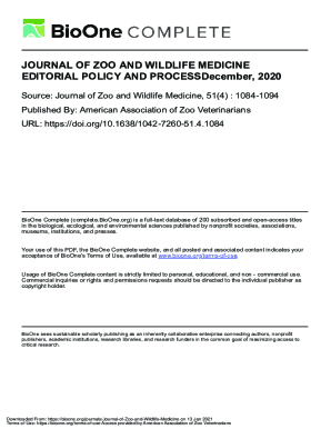 Fillable Online JOURNAL OF ZOO AND WILDLIFE MEDICINE EDITORIAL POLICY ...