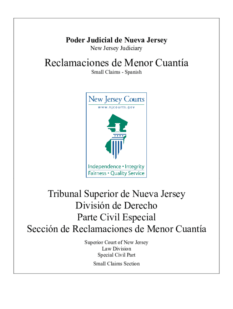 Fillable Online Small Claims/Reclamaciones de Menor Cuanta - njcourts ...