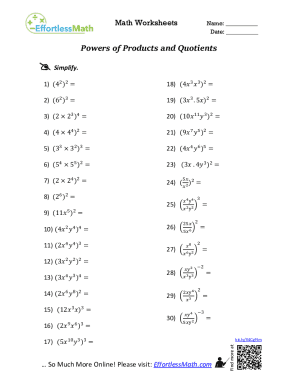 Fillable Online Powers of products and quotients worksheet - hpc.smans ...