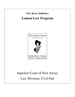 Fillable Online archive.njcourts.govforms10215lemonlawpgmSuperior Court ...