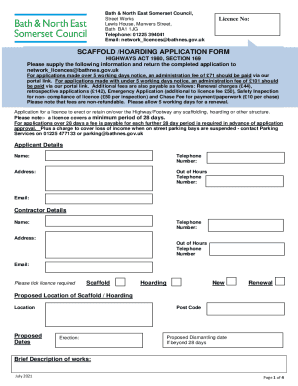 Fillable Online SCAFFOLD /HOARDING APPLICATION FORM Fax Email Print ...