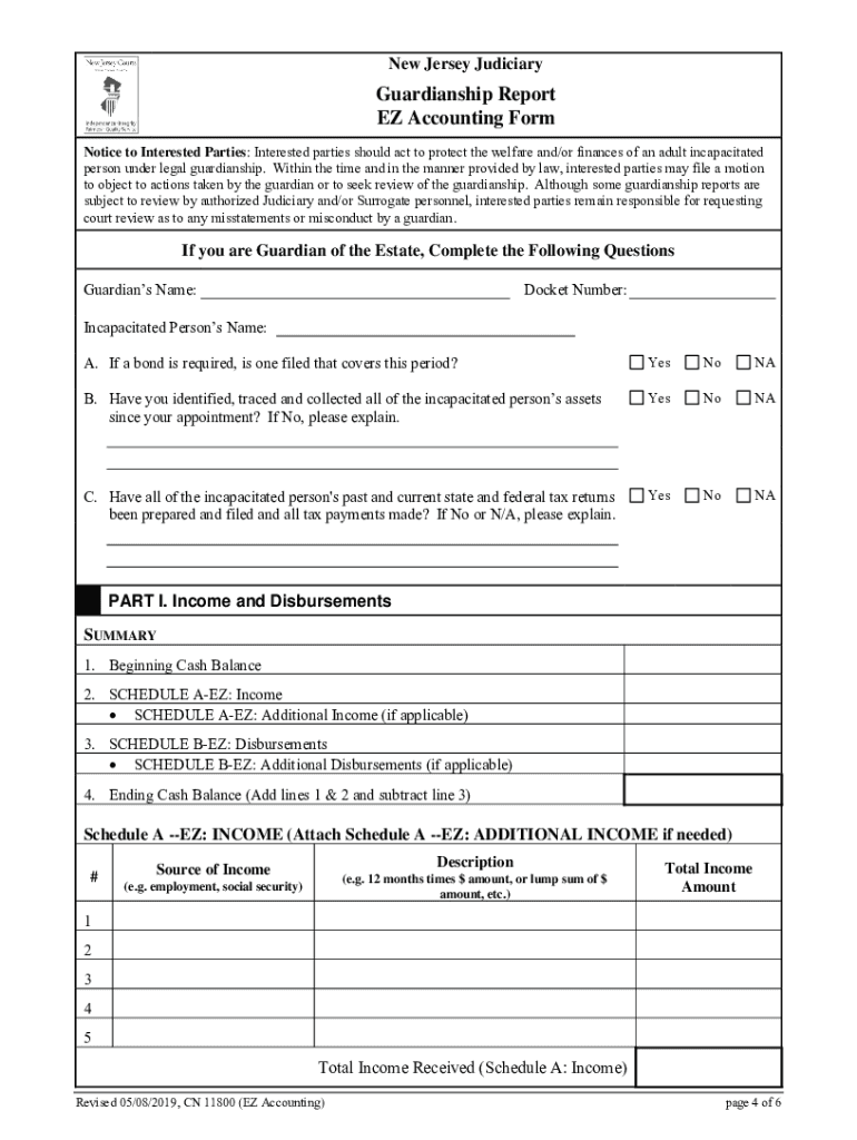 Fillable Online www.njcourts.gov forms 11800grdnshpezacctingSchedule A ...