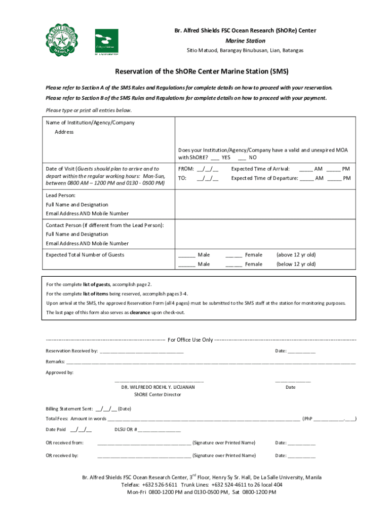 Fillable Online Br. Alfred Shields FSC Marine Station - De La Salle ...