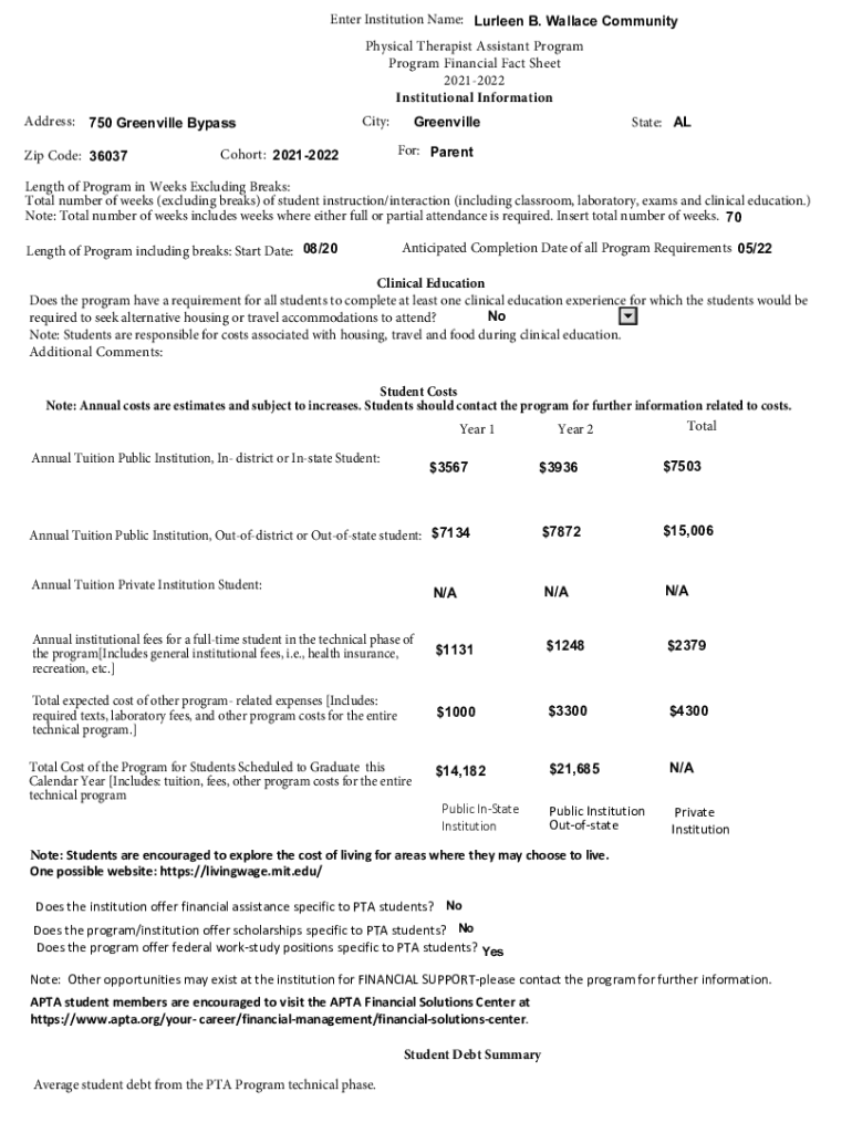 Fillable Online 2021-2022- PTA Student Financial Fact Sheet.pdf - lbwcc ...
