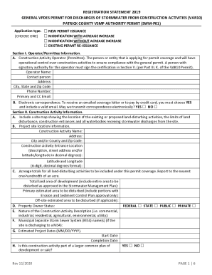 Fillable Online Fillable Online VSMP General Permit Registration ...