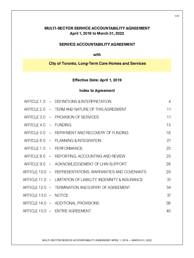 Fillable Online Multi-Sector Service Accountability Agreement - City of ...