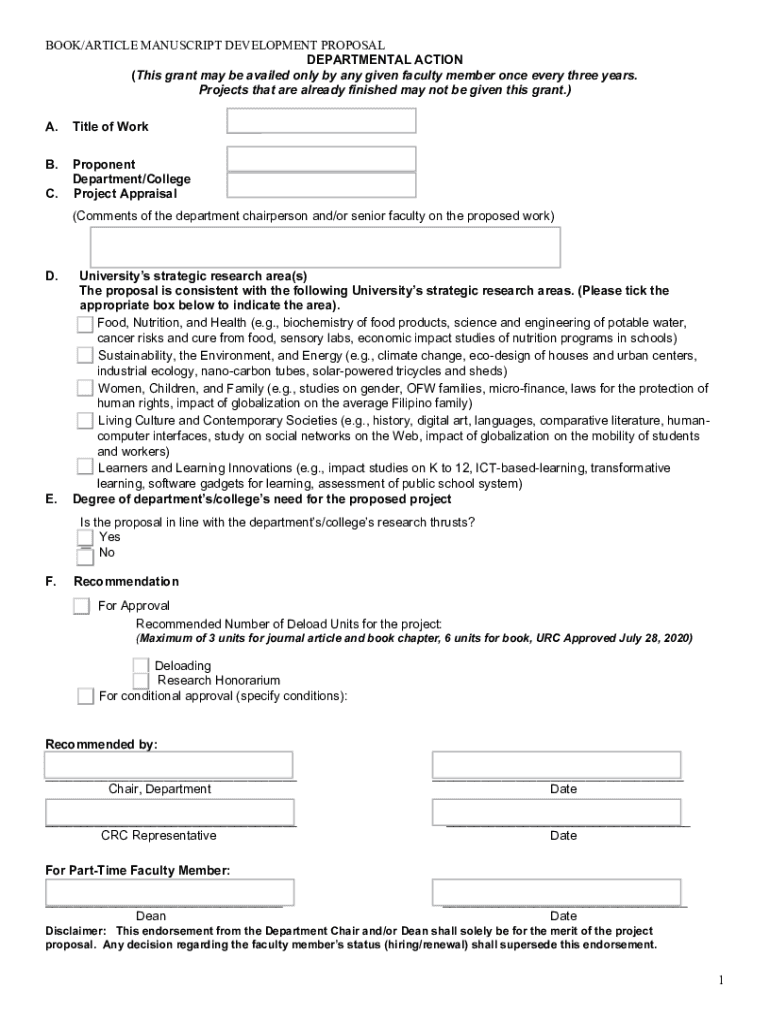 Fillable Online Book/Article Manuscript Development Proposal Form Fax Email Print - pdfFiller