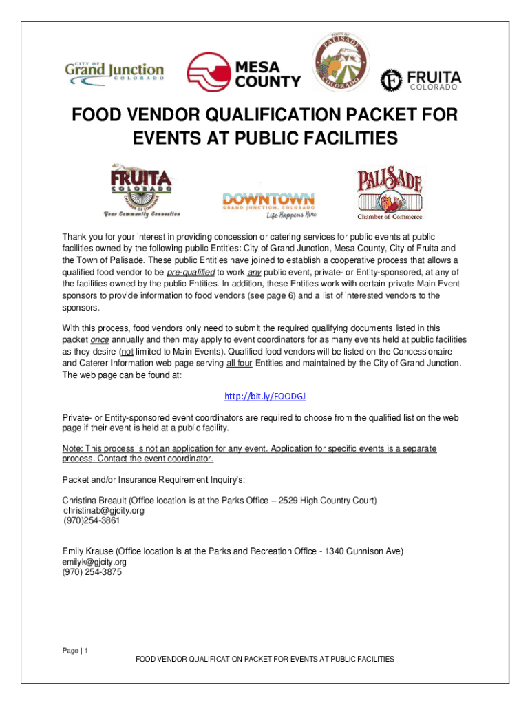 Fillable Online FOOD VENDOR QUALIFICATION PACKET FOR EVENTS AT PUBLIC ...