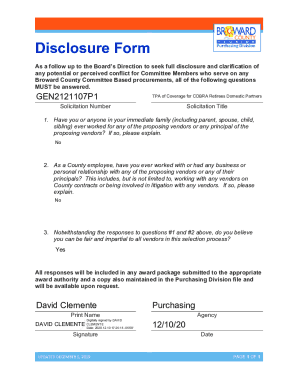 Fillable Online Disclosure Form - Broward County Fax Email Print - pdfFiller