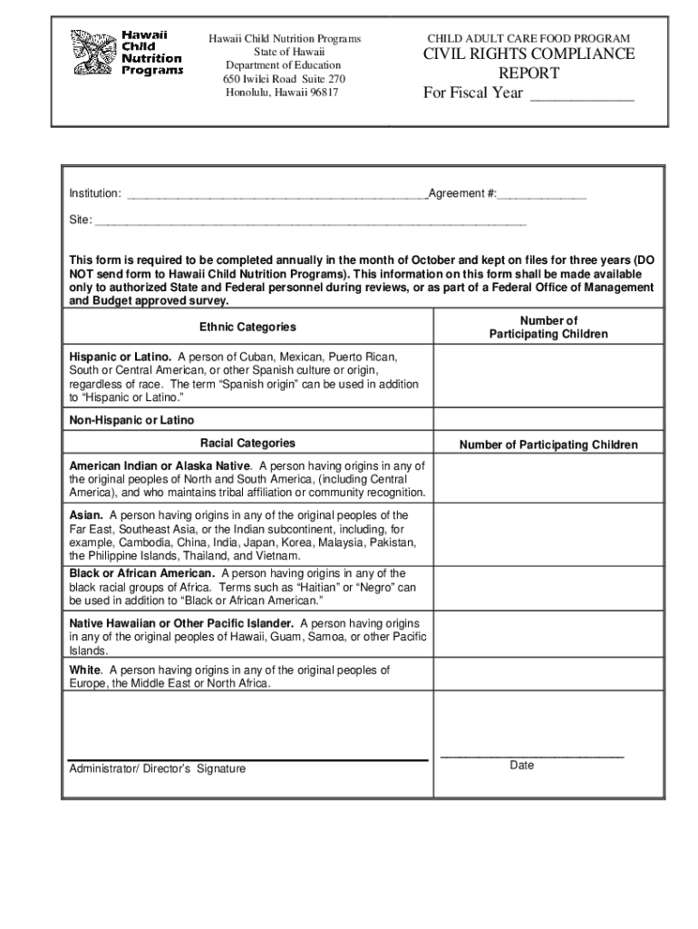 Fillable Online www.fns.usda.govhawaii-department-educationHawaii ...